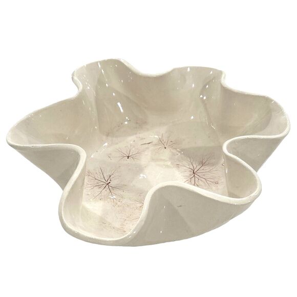 Unmarked | Dining | Vintage Cream Colored Footed Ceramic Bowl With Red ...